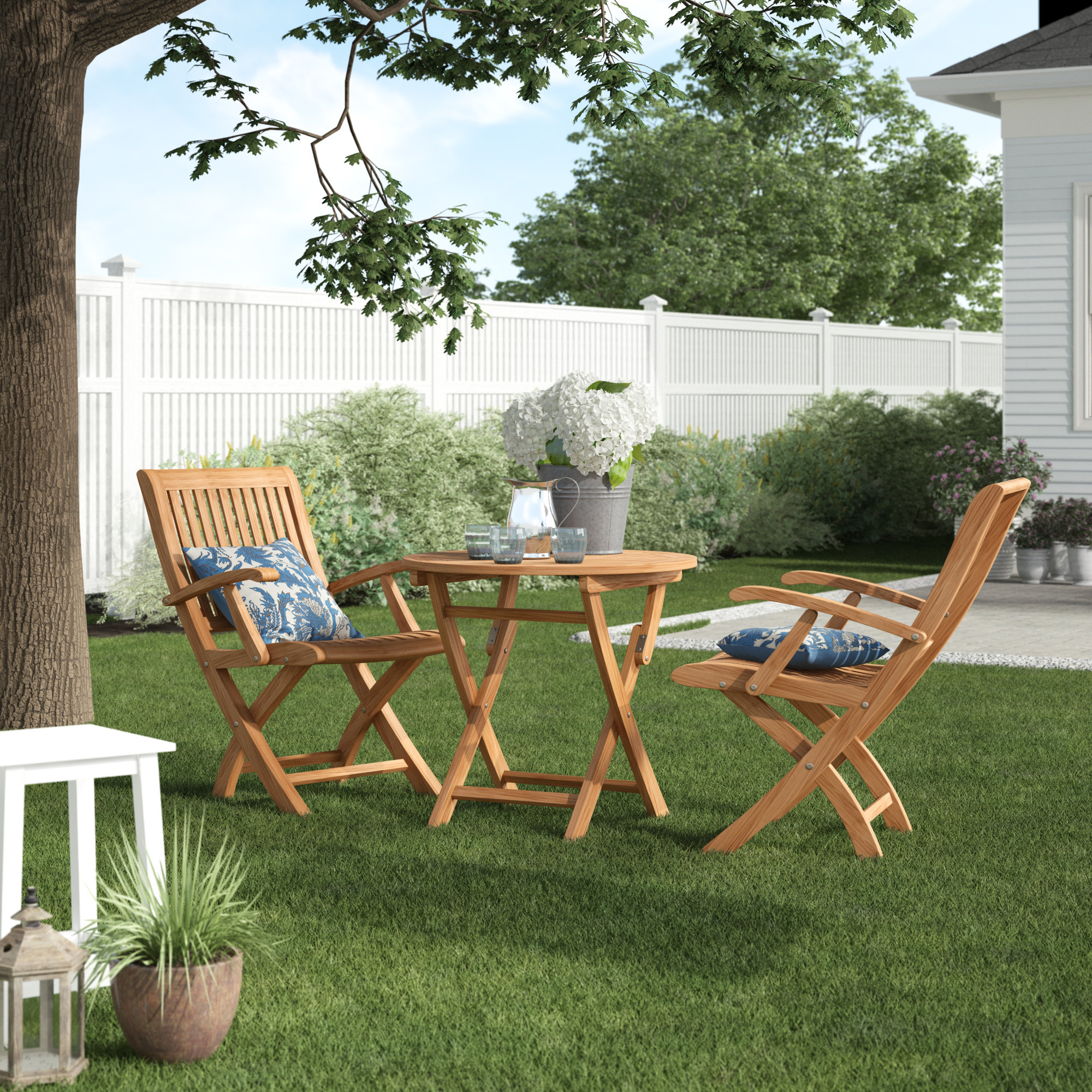 Red Barrel Studio® 2 - Person Round Teak Outdoor Dining Set & Reviews ...