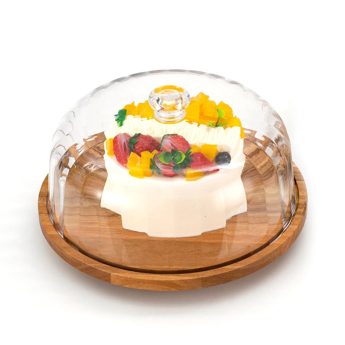 Loon Peak® Cake Stand With Dome Lid, 11.8'' Wood Rotating Cake ...