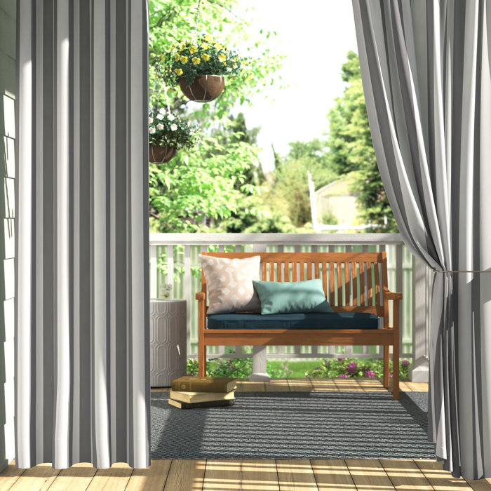 Latitude Run® Airielle Striped Semi-Sheer Outdoor Grommet Single ...