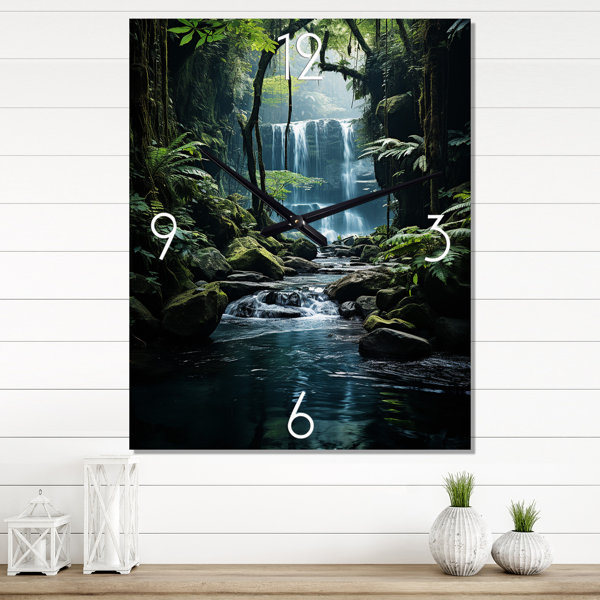 Latitude Run® Waterfall Hidden Oasis I - Landscapes Wall Clocks | Wayfair