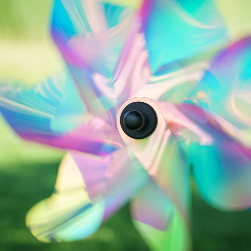 In The Breeze Striped Iridescent Pinwheel Spinner | Wayfair