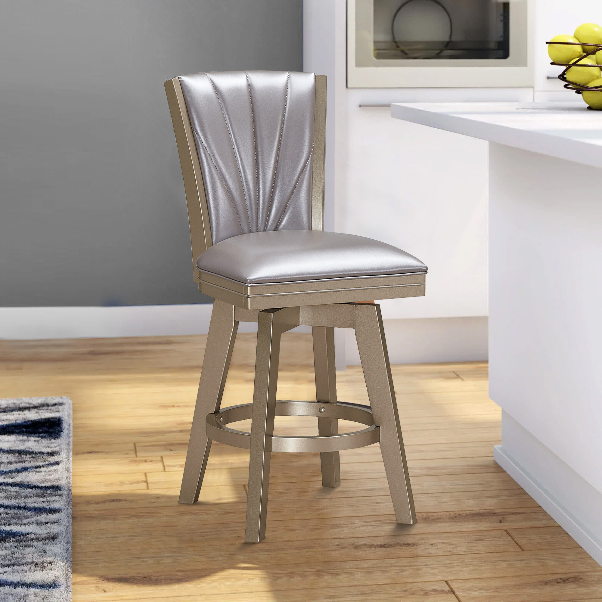 August Grove Demyia Swivel Solid Wood Stool - Wayfair Canada