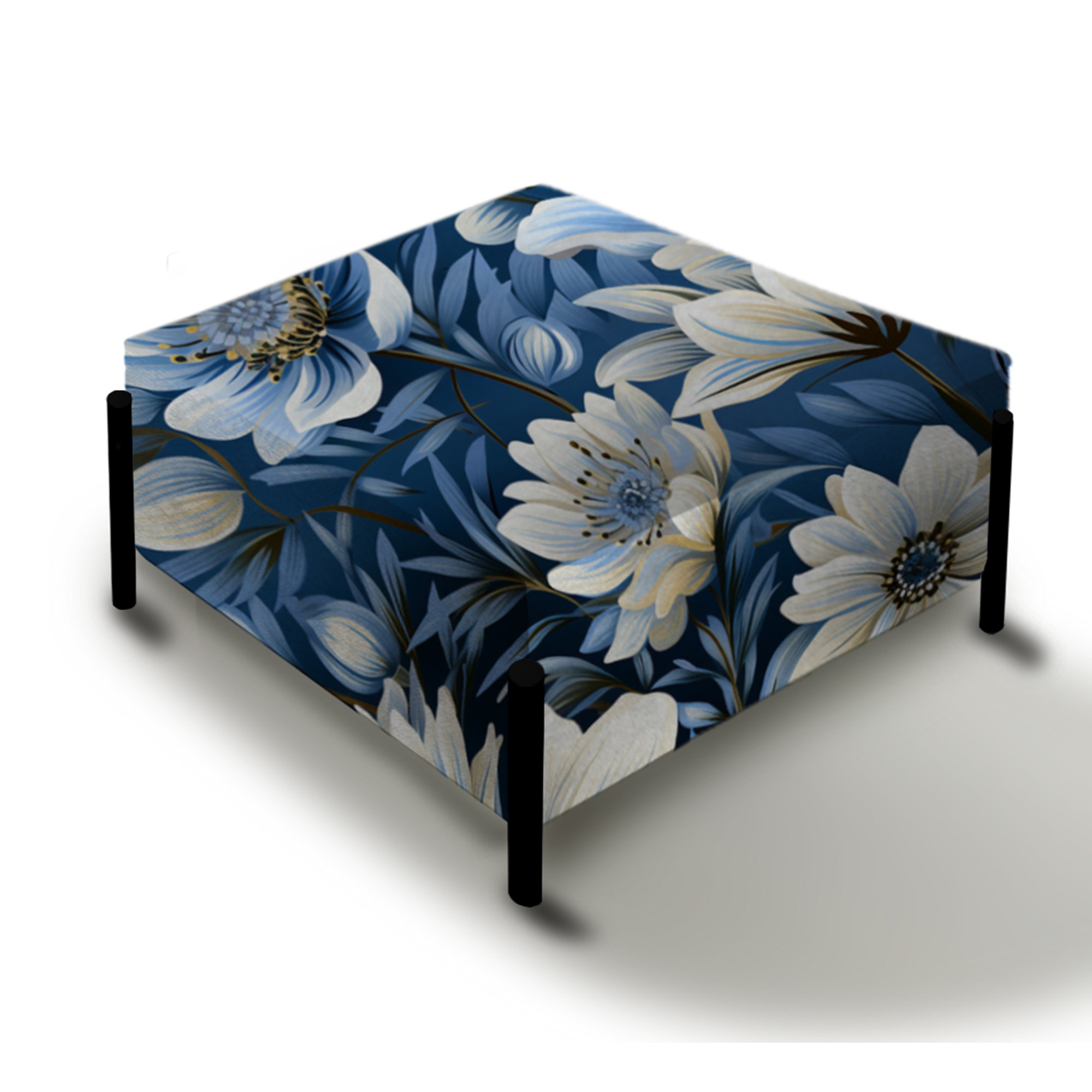 Design Art Blue Tribal Elegance Floral Pattern - Floral Large Square ...