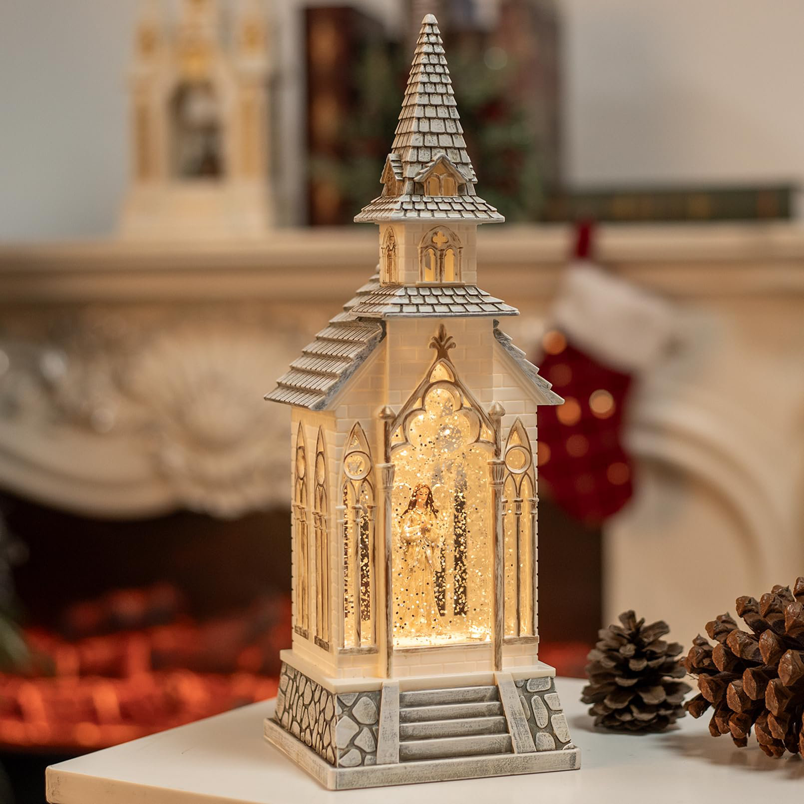 The Holiday Aisle® 13-Inch Glittering Angel Snow Globe - Musical ...