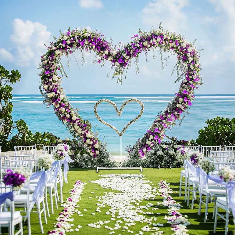 LUVODI 79" Tall Heart Shape Wedding White Metal Arches Backdrop Stand ...