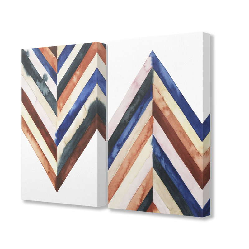 Wrought Studio™ 'Abstract Layered Shapes' 2 Piece Watercolor Painting ...