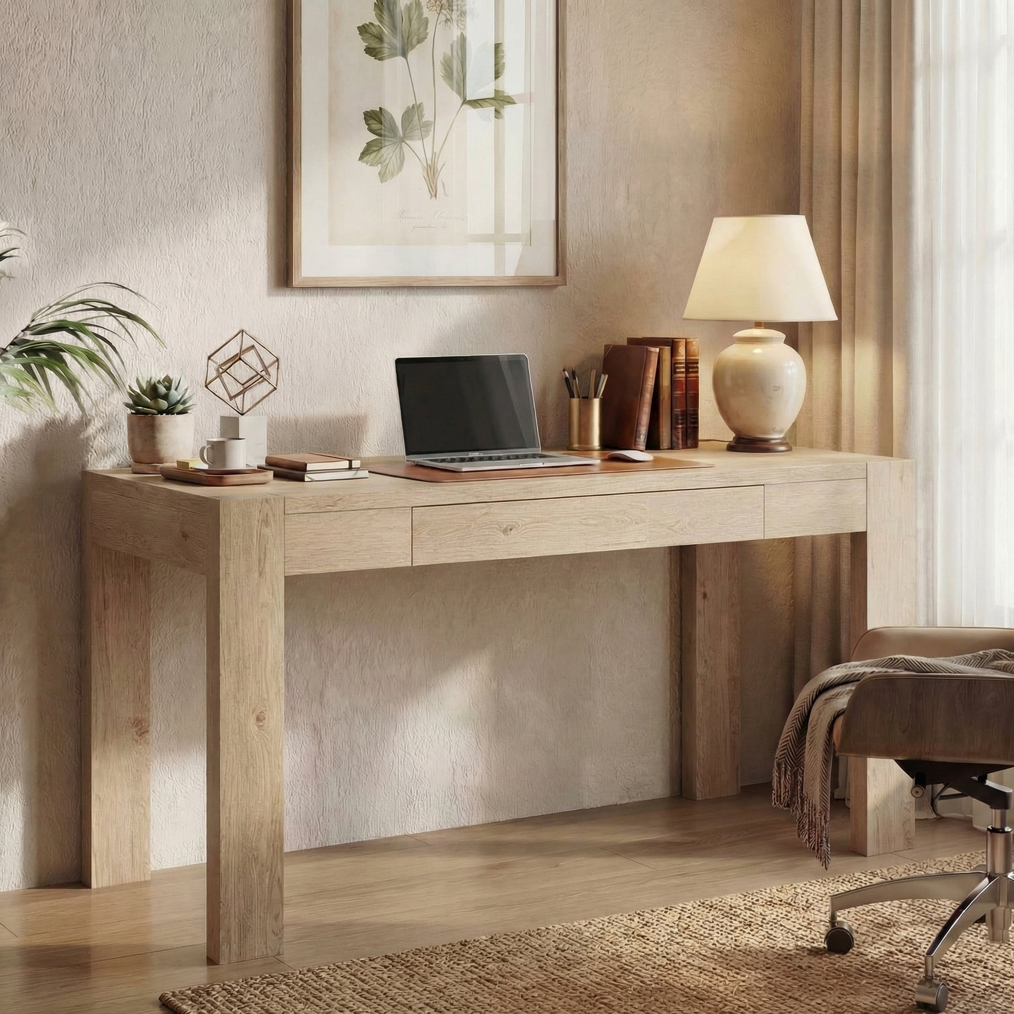 East Urban Home 30"H X 47"W Wood Writing Desk With 1 Drawer & Reviews ...