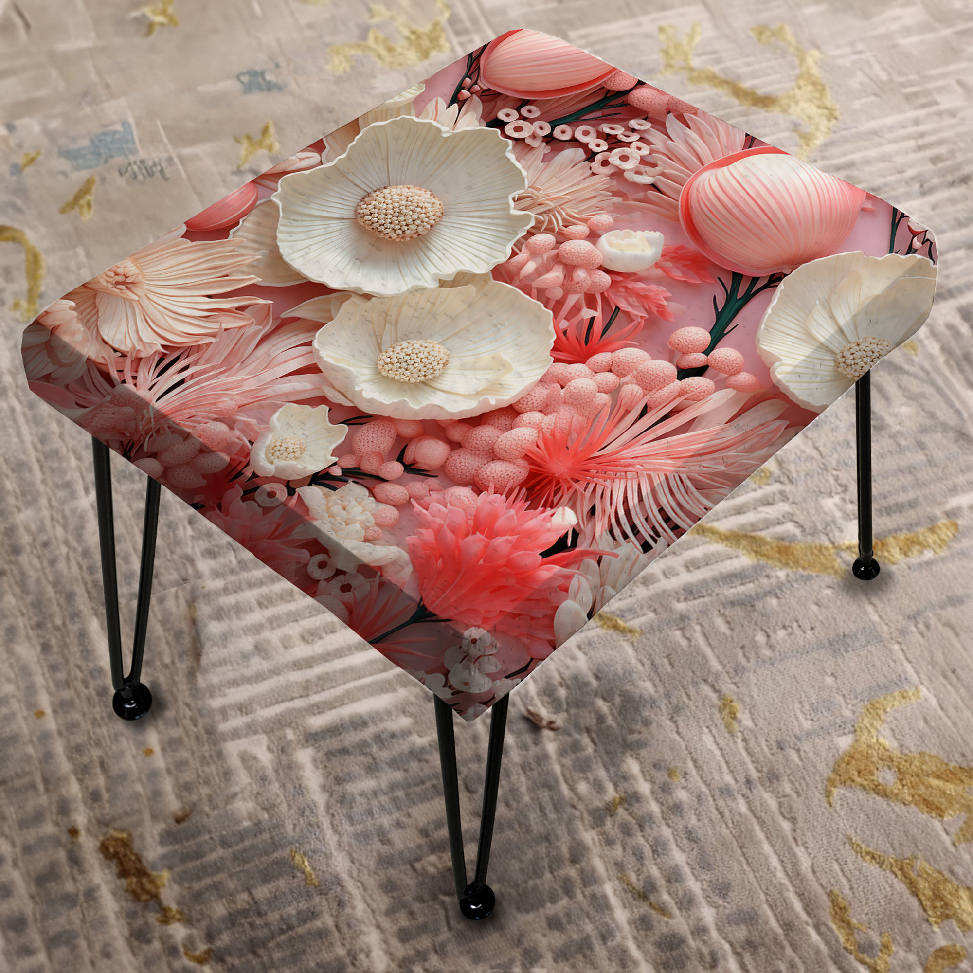 Design Art Seashell Oasis Tropical Pattern - Coastal Rectangle Ottoman ...