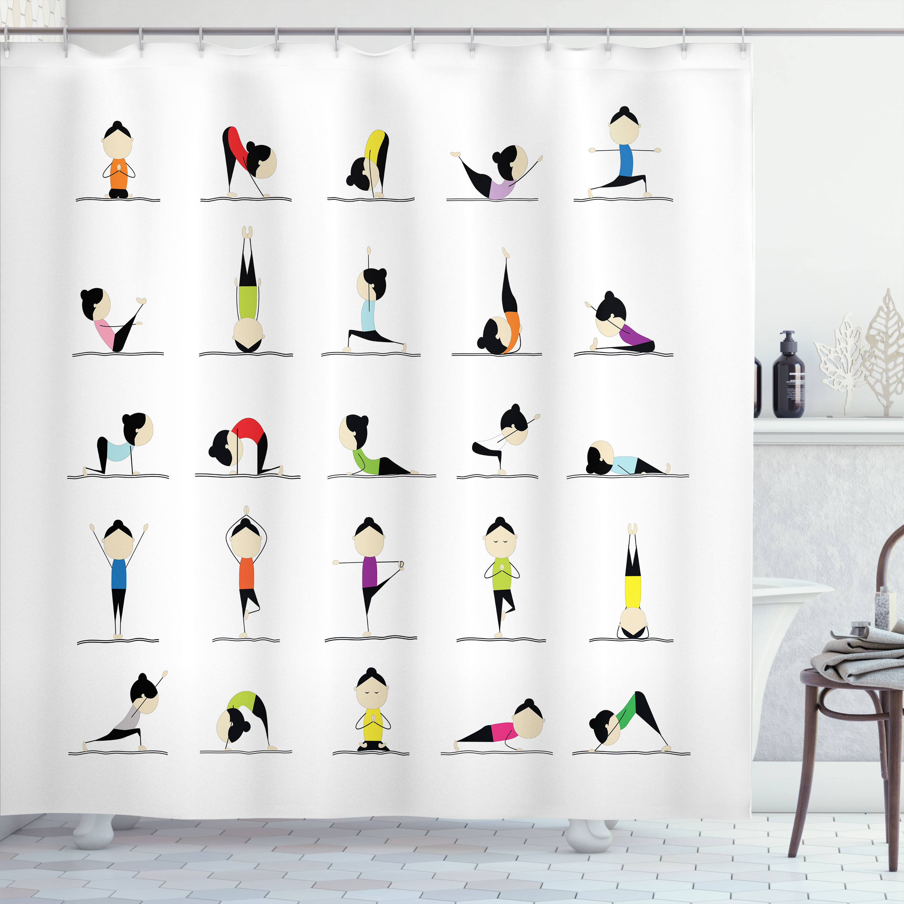 Ambesonne Gymnastics Shower Curtain Woman Doing Yoga Multicolor | Wayfair