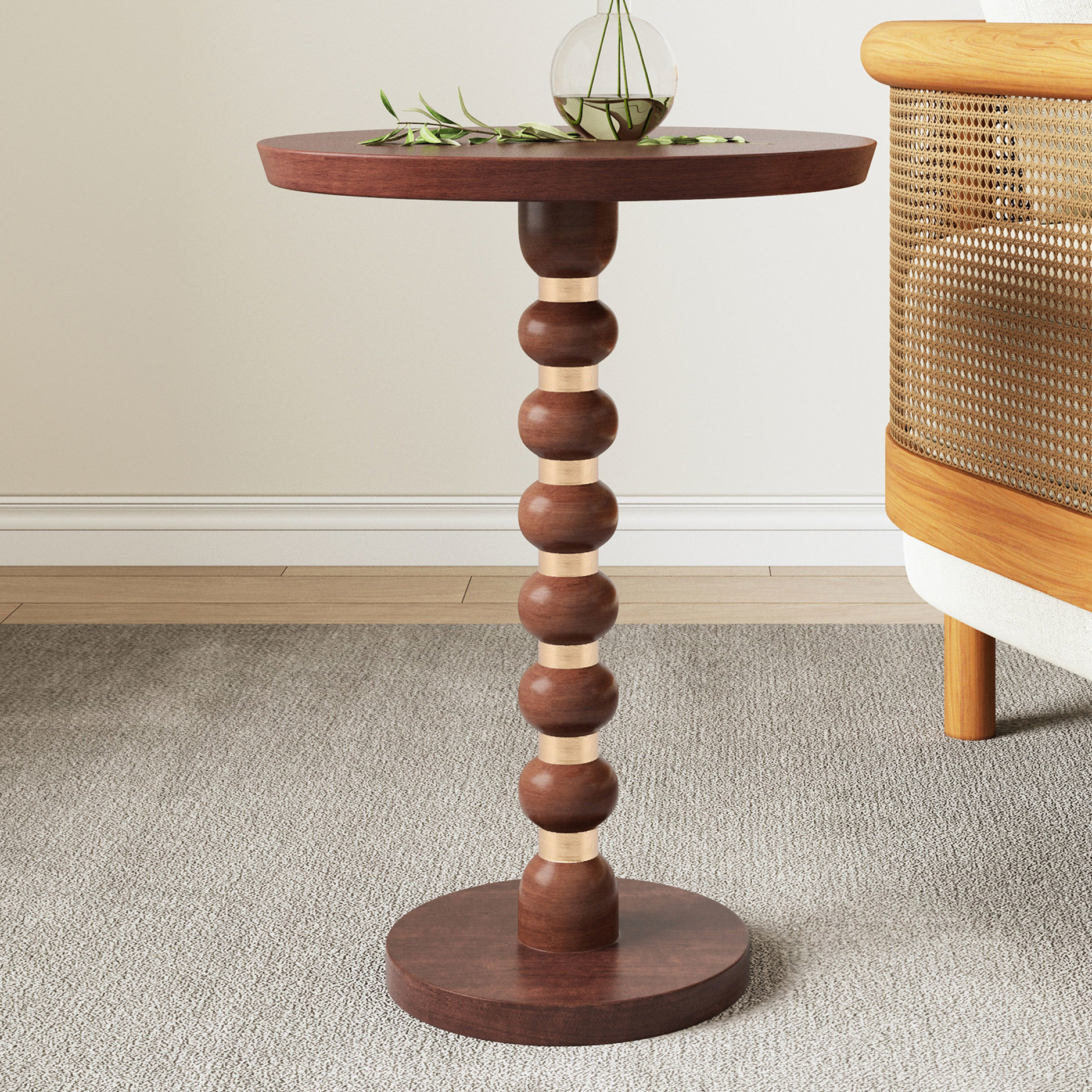 Winston Porter Mango Wood Round Table, Honey + Gold - Fits Various ...
