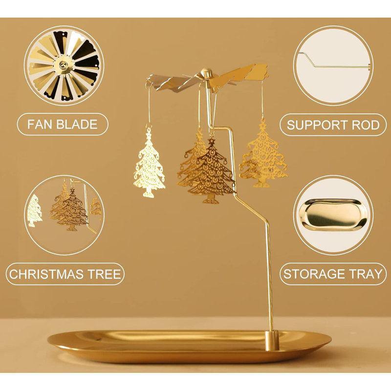The Holiday Aisle® Spinning Candle Holder with Tray - Glod Carousel ...