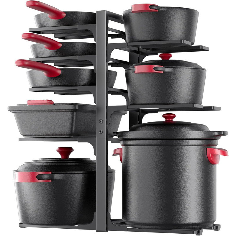 Latitude Run® 8-Tier Heavy Duty Adjustable Pan Organizer Rack for ...