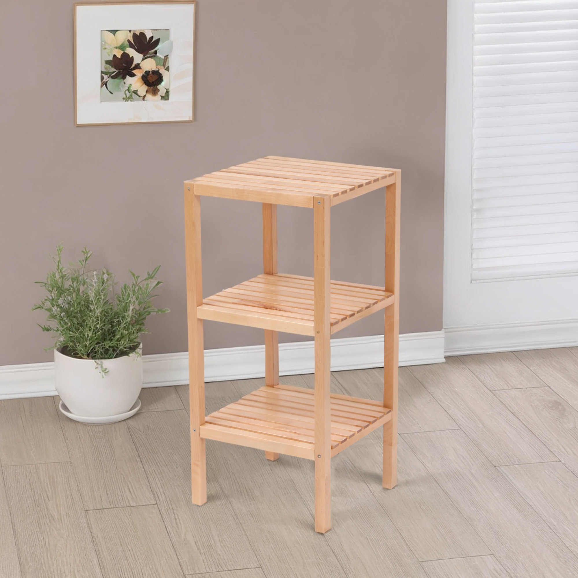 Ebern Designs Qendresa 14.6'' W Solid Wood Storage Rack | Wayfair