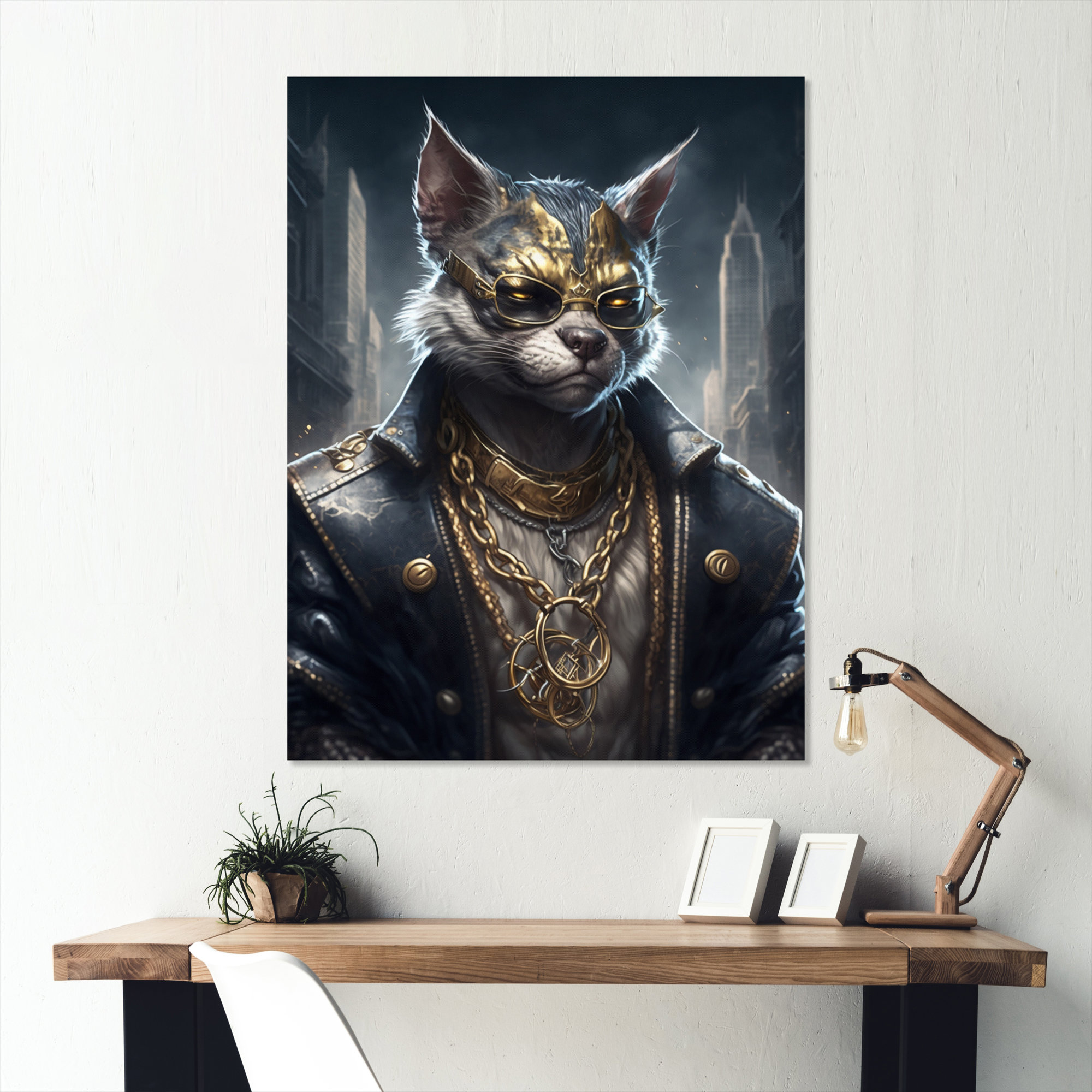 Trinx Gangster Tough Cat I - Wrapped Canvas Print | Wayfair