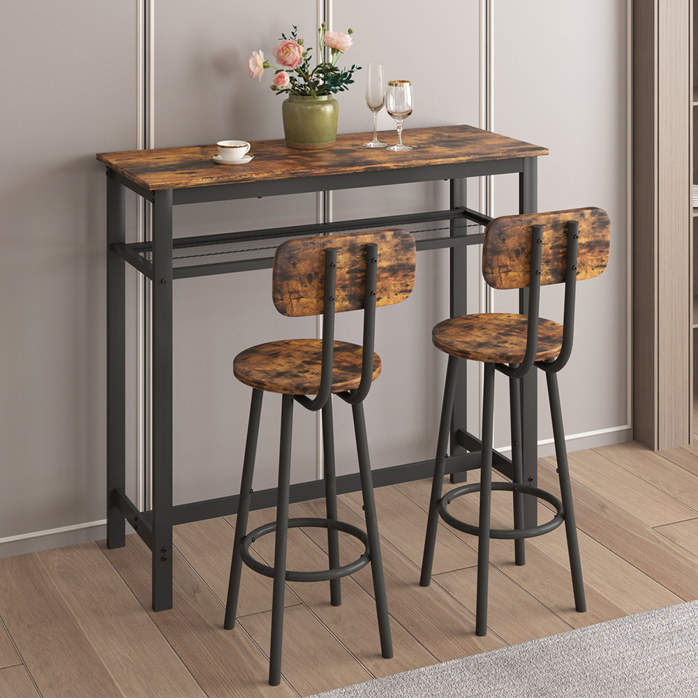 Ebern Designs 3-Piece Bar Table Set, Small Pub Table Set for 2 ...