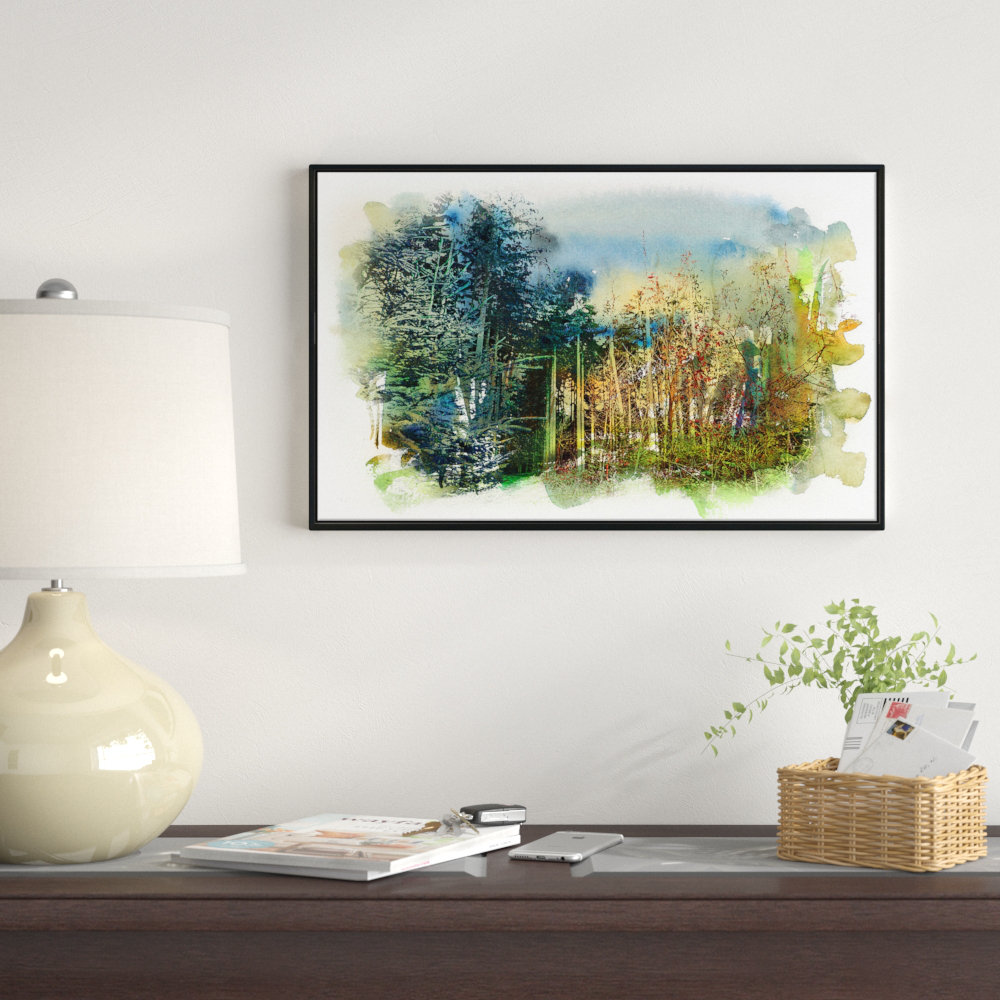 East Urban Home 'Forest Motif' Framed Watercolor Painting Print on ...