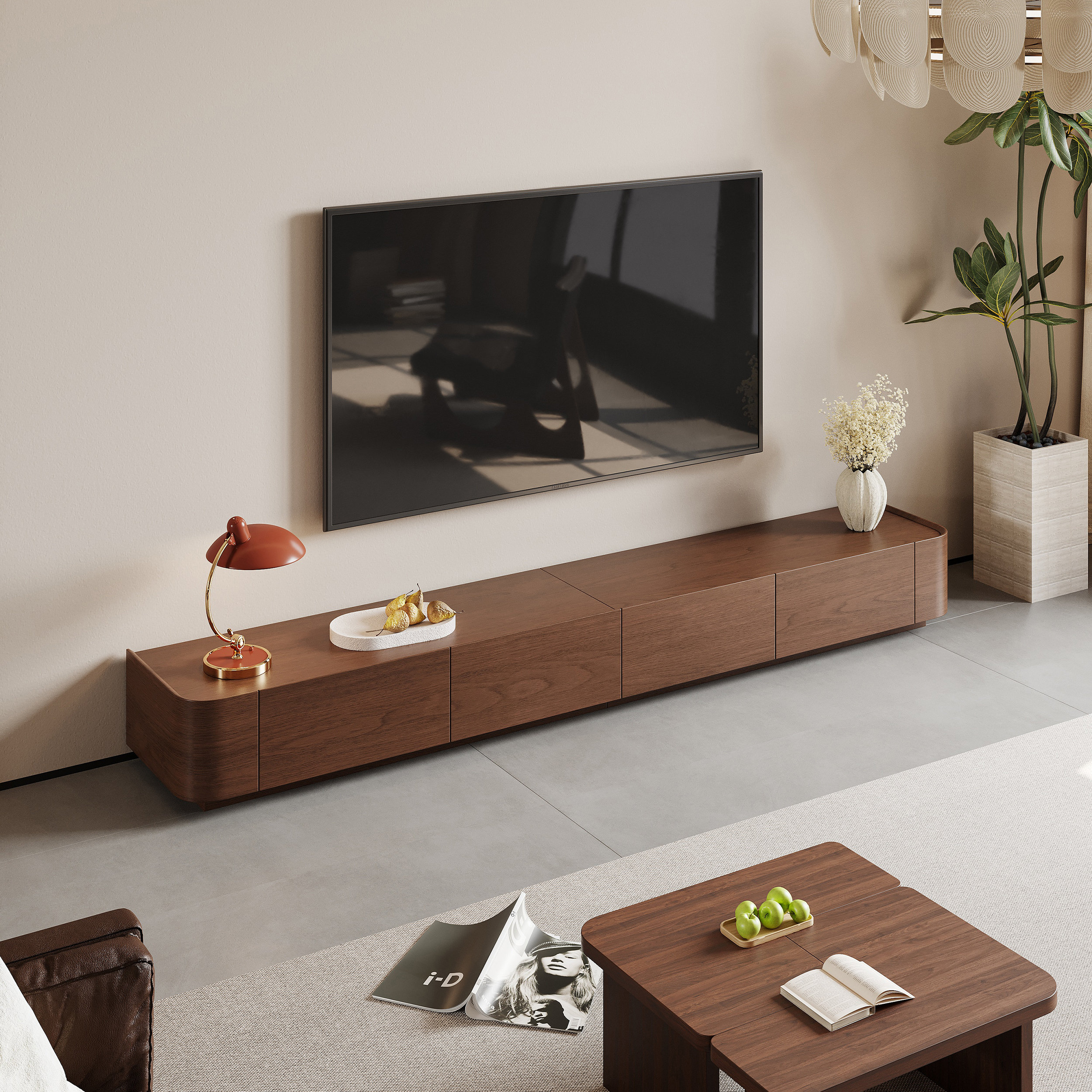 Corrigan Studio® Glazer 95" Mid Century Modern Wood TV Stands With 4 ...