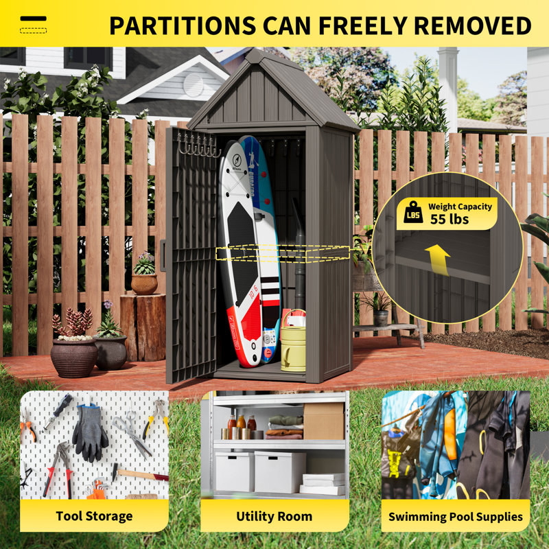 LHBcraft 64.17H Durable Resin Outdoor Storage Shed,Log Cabin Design ...