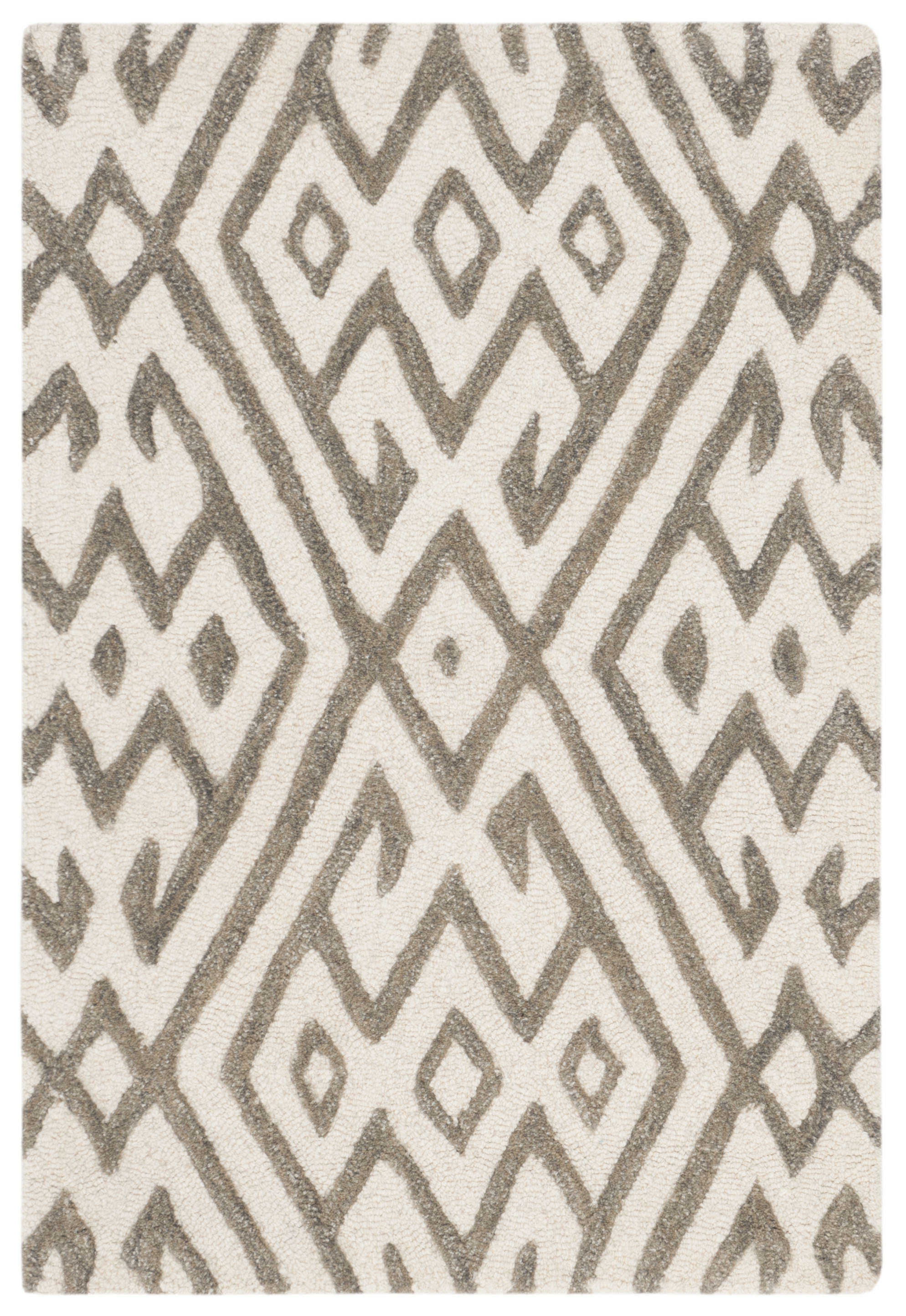 Dakota Fields Oldroyd Geometric Handmade Tufted Wool Ivory/Grey Area ...