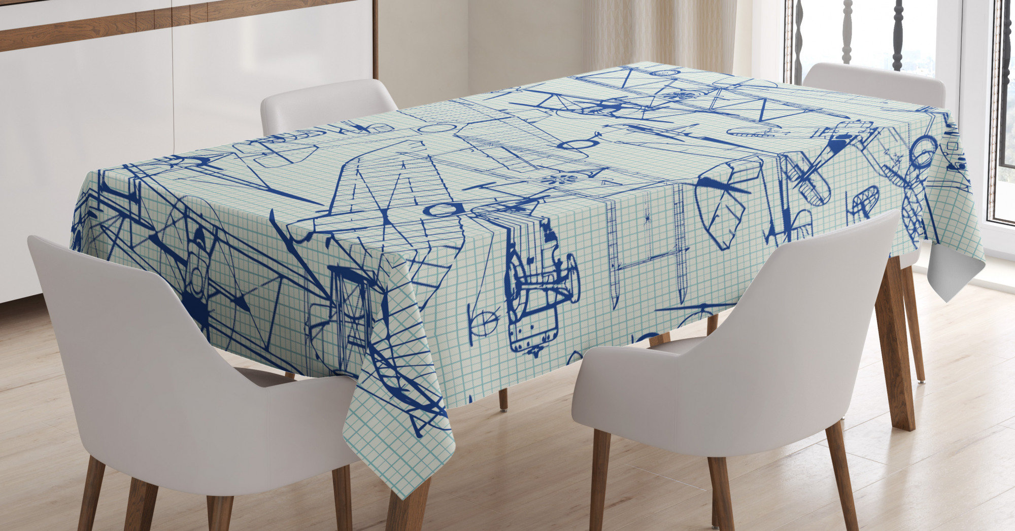 East Urban Home Airplane Geometric Tablecloth | Wayfair