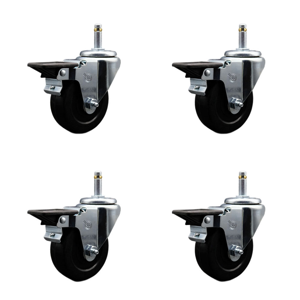 Service Caster 3.5 Inch Soft Rubber Wheel Swivel 7/16 Inch Grip Ring ...