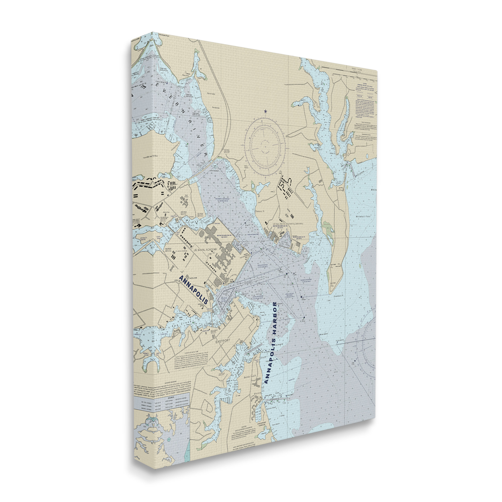 Stupell Industries Annapolis Harbor Nautical Map Traditional ...