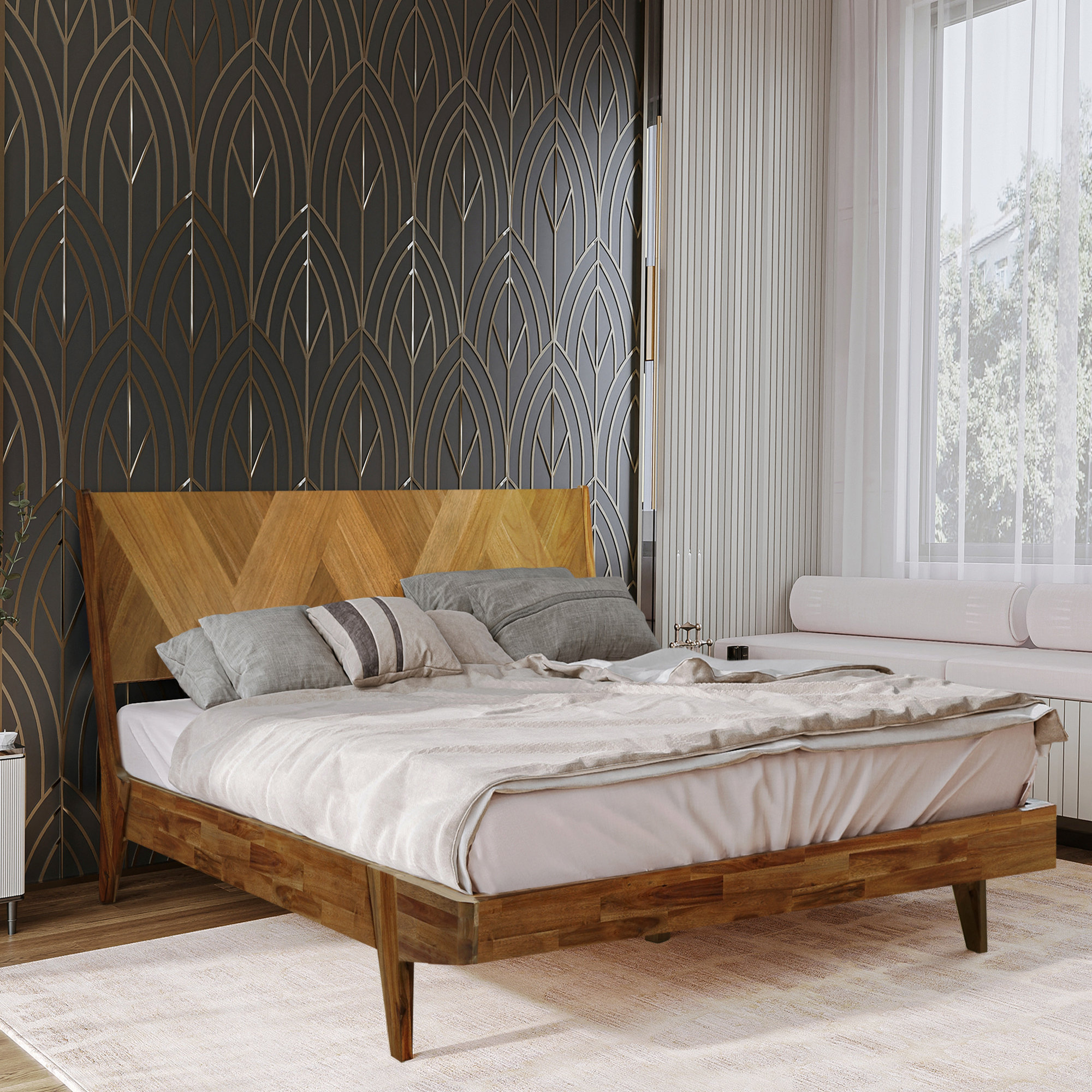 Union Rustic Juliahna Solid Wood Bed Frame with Artistic Patterned ...