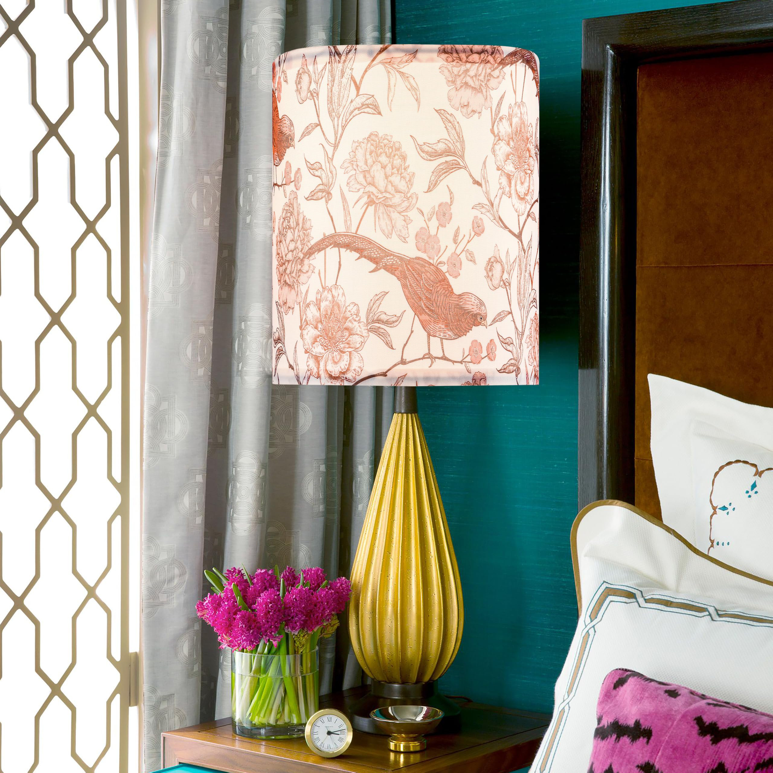 Lark Manor™ Tall Drum Lamp Shade, Birds And Flowers Printed Lamp Shades ...
