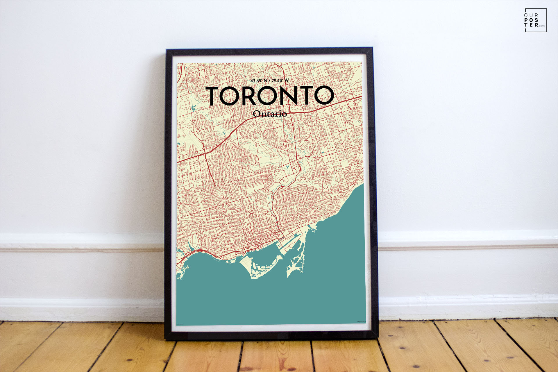 OurPoster.com 'Toronto City Map' Graphic Art Print Poster in Tricolor ...