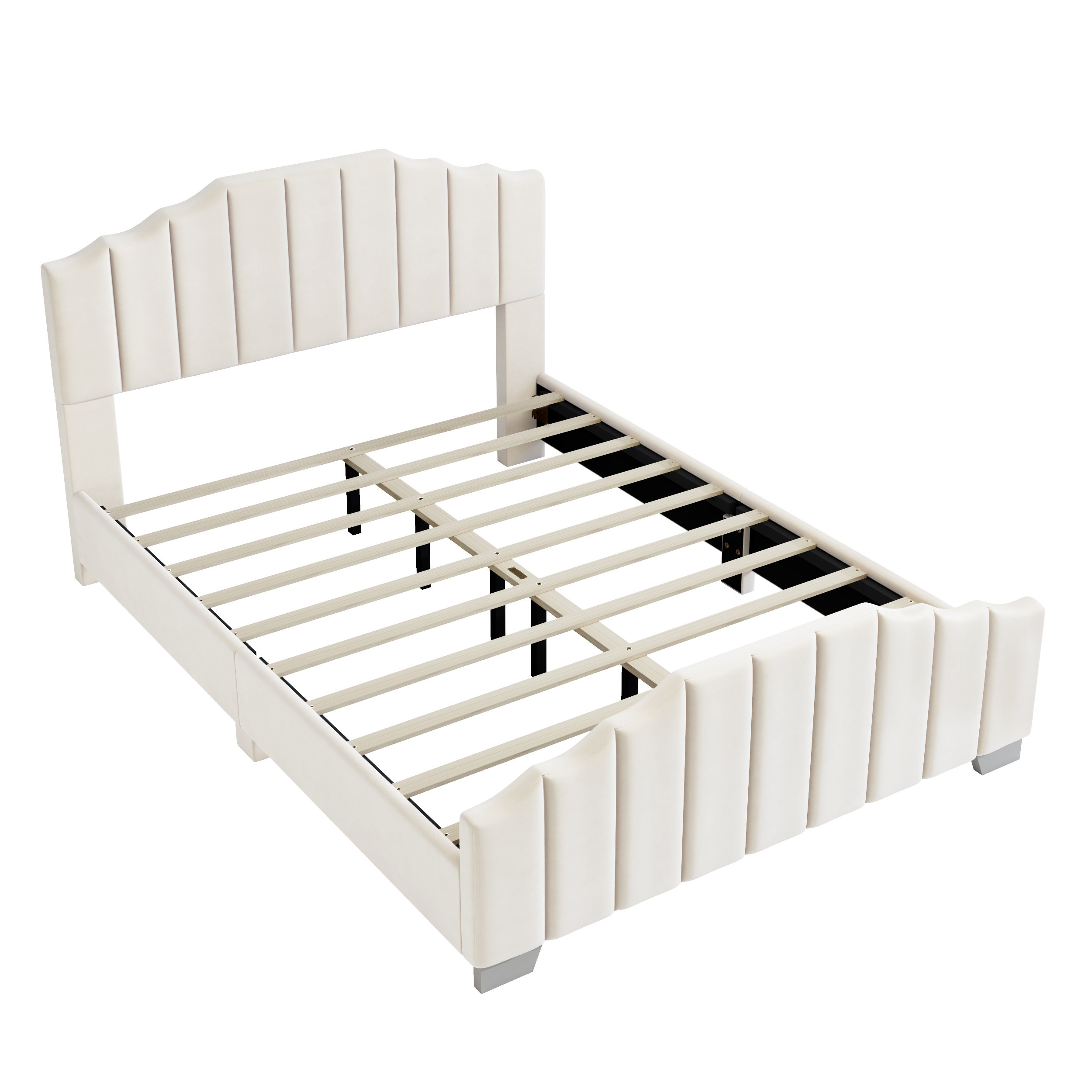 Latitude Run® Queen Bed Frame - Vertical Channel Tufted Velvet ...