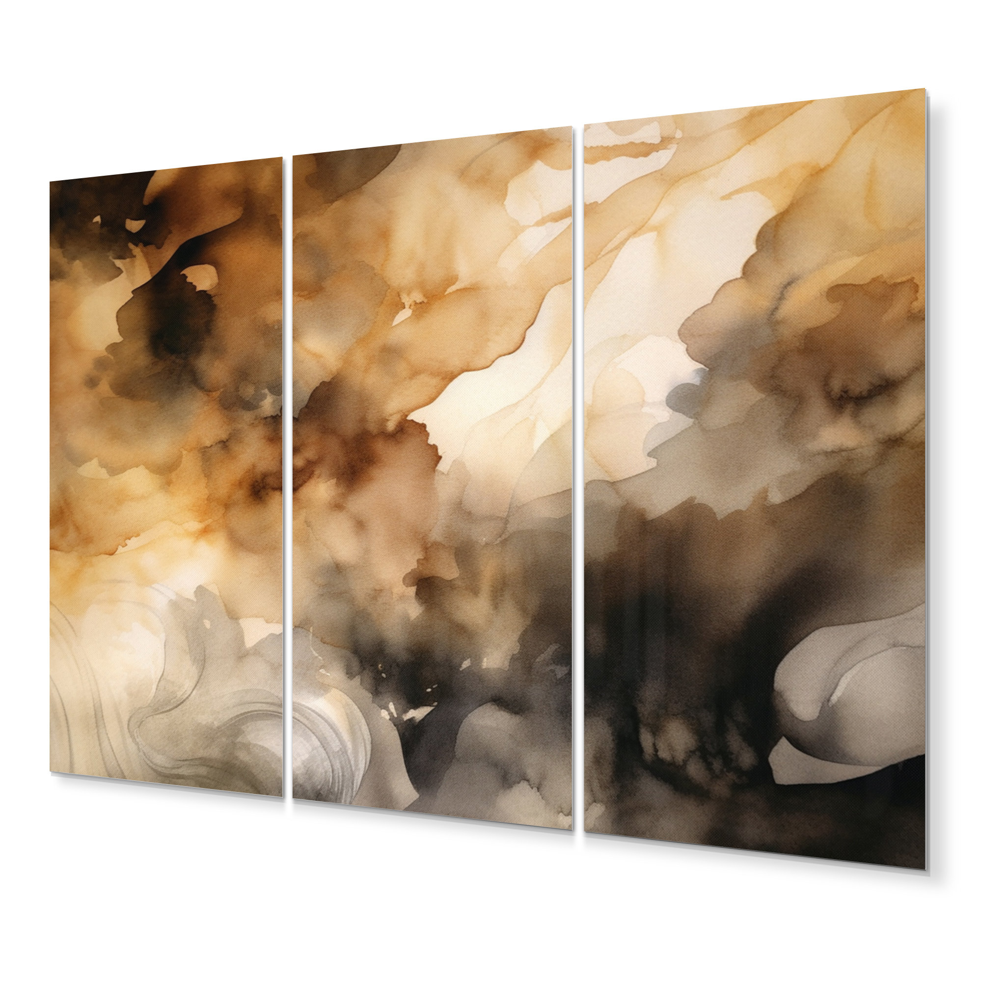 Wrought Studio Brown Cream Abstract Fluidity - Abstract Shapes Metal ...