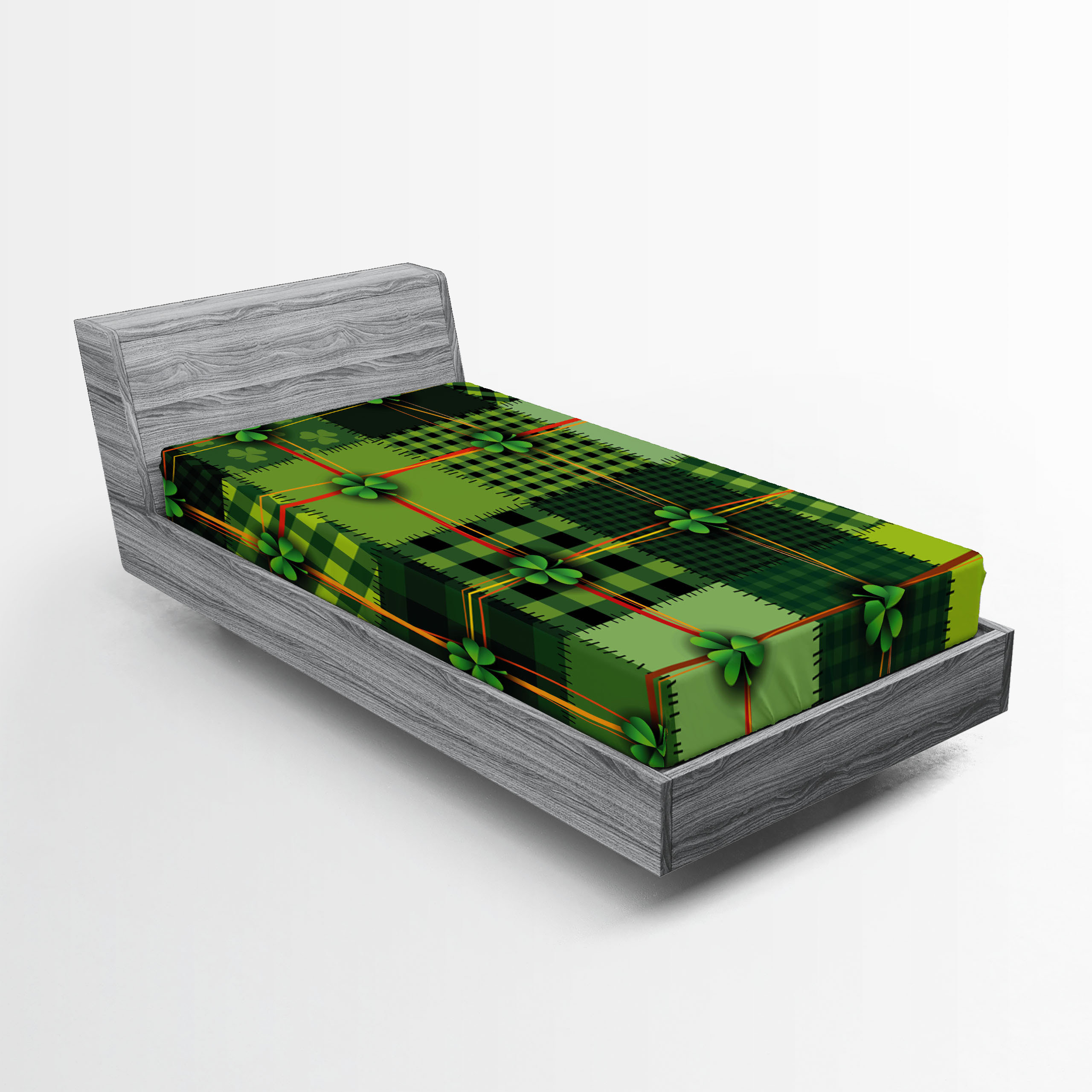 Ambesonne Irish Fitted Sheet 2-Pack Patchwork Celtic Clovers Multicolor ...