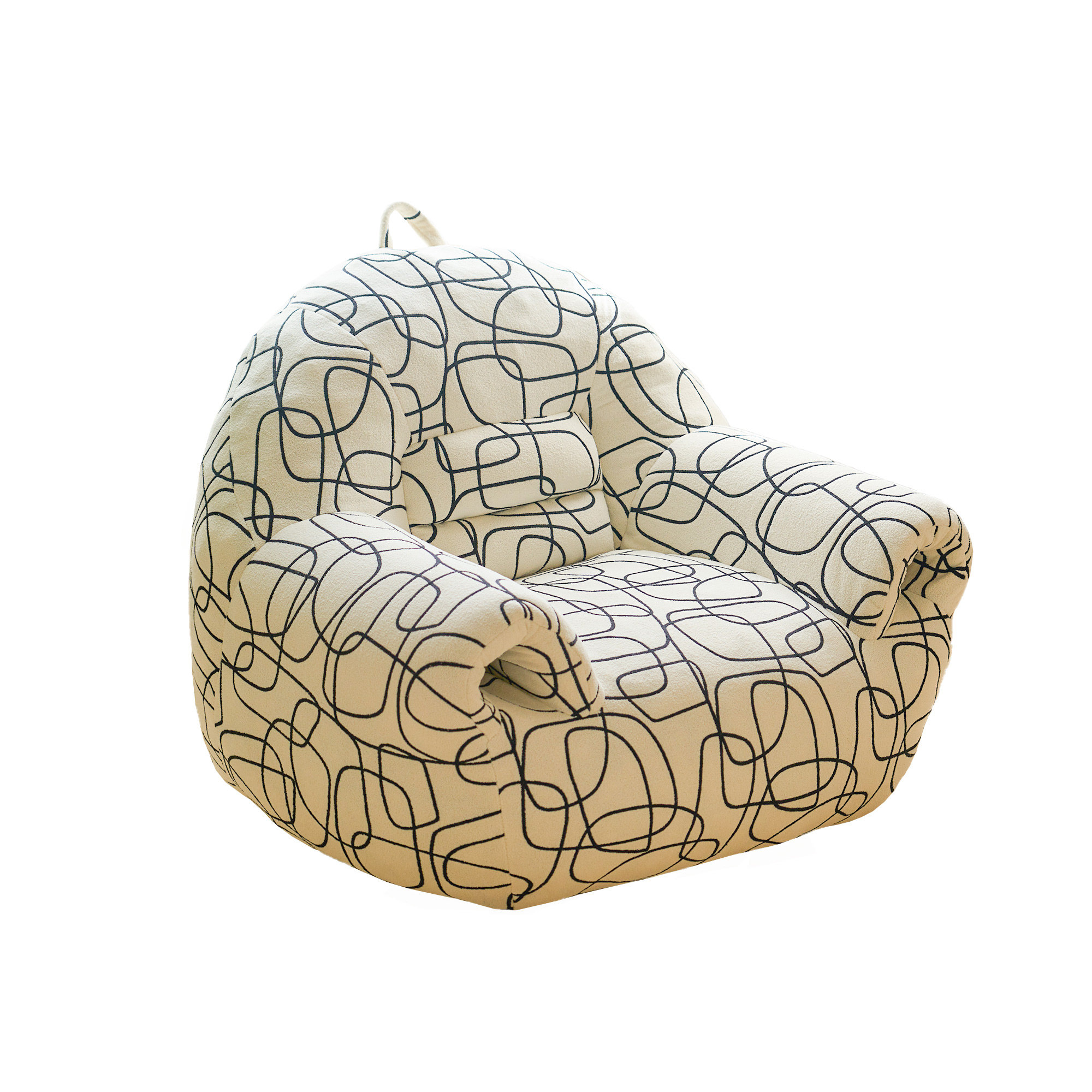 Trule Black & White Patterned Bean Bag Chair | Wayfair