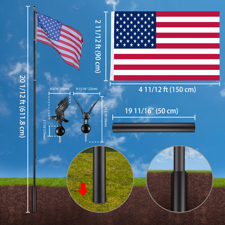 Yescom Adjustable In-ground Flagpole - Wayfair Canada