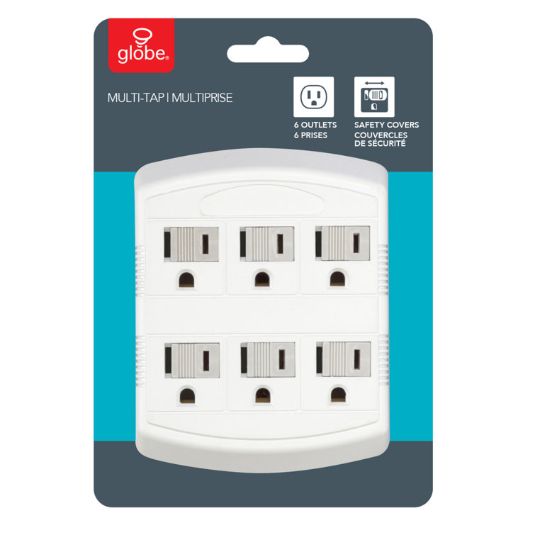 Globe Electric Company 15-Amp Standard Tamper Resistant Quadplex Outlet ...