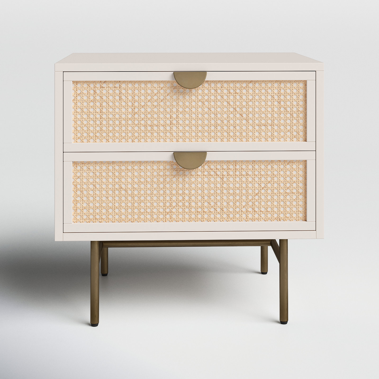 Joss & Main Brooks 2 - Drawer Nightstand in White/Brown/Natural ...