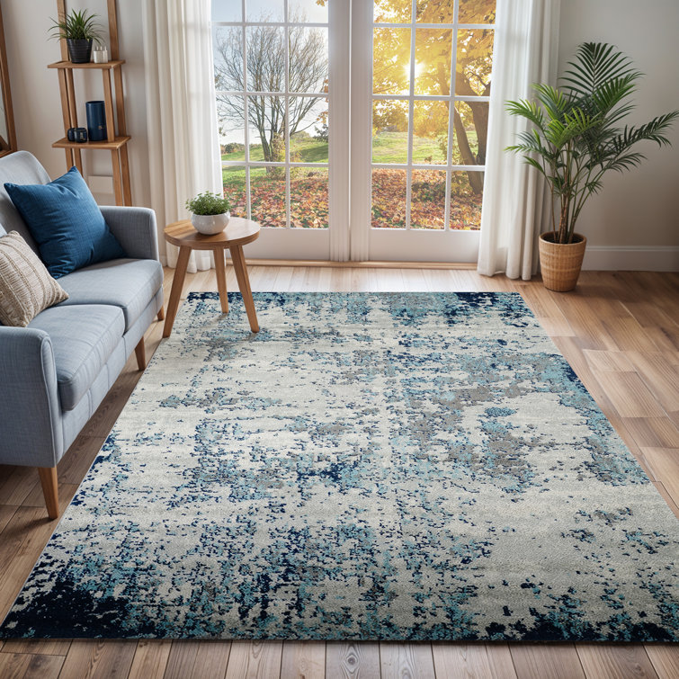 Blue Elephant Wyona Power Loom Dark Blue/White/Charcoal Rug & Reviews ...