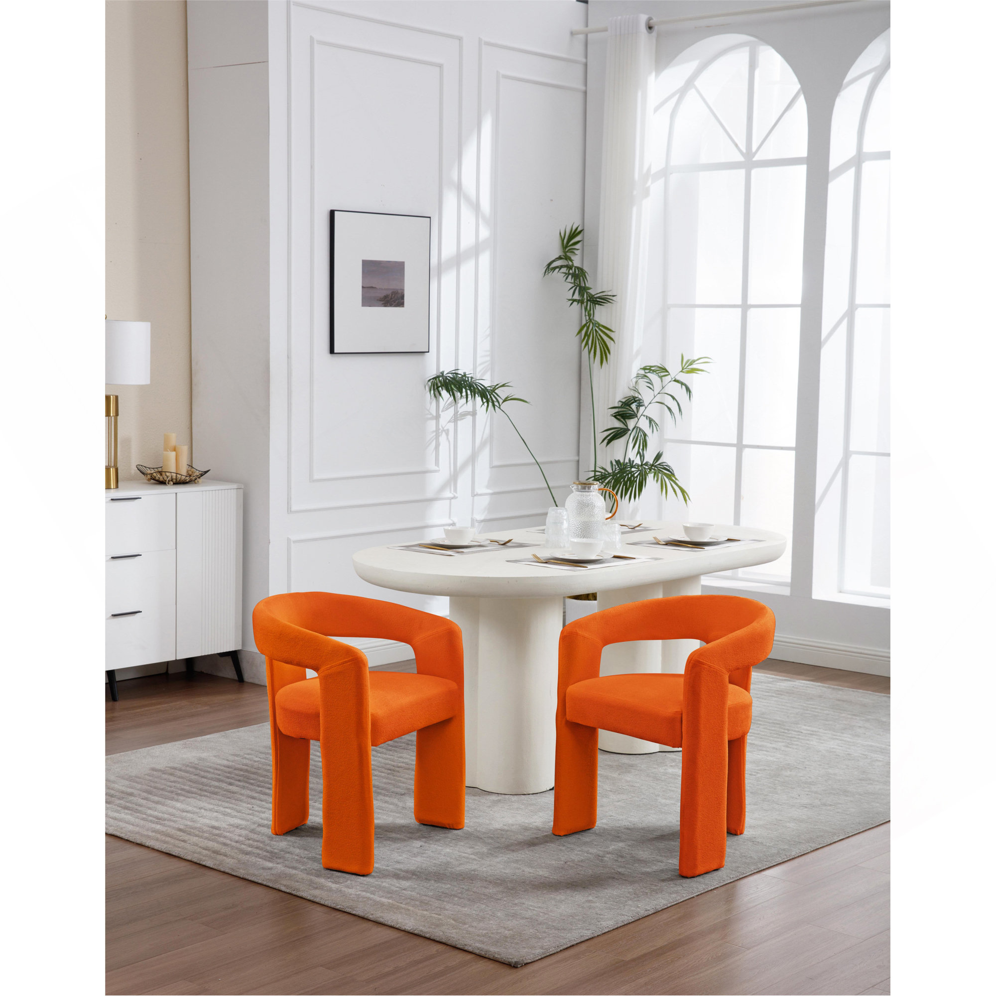 Corrigan Studio® Modern Dining Chair Set Of 2, Orange, For Stylish And ...