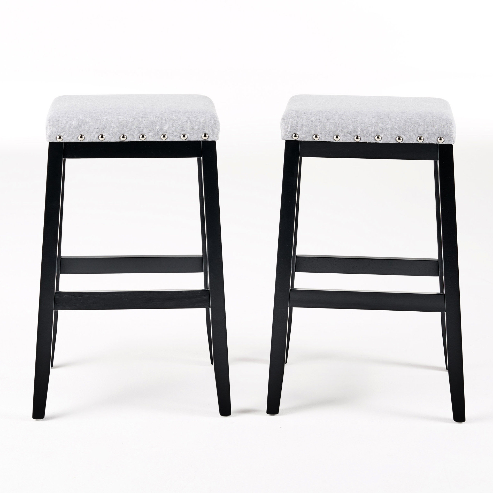 Latitude Run® Saddle (pair) - Grey Upholstered, Structure And Nailhead ...