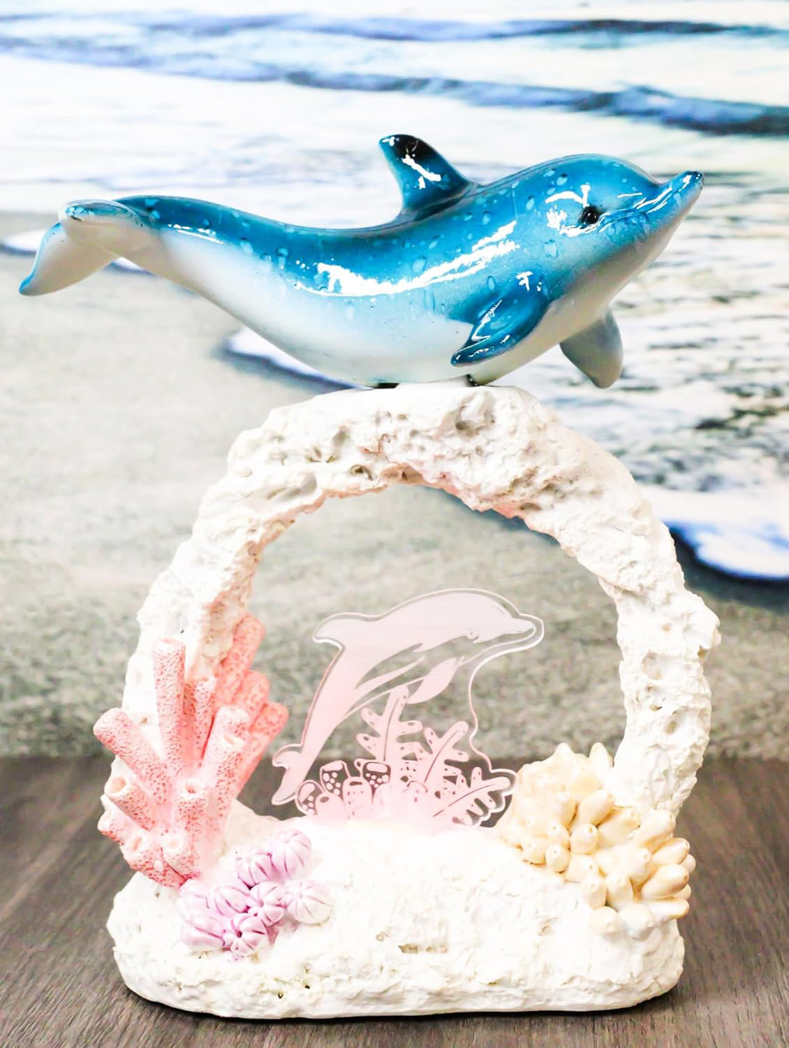 Highland Dunes Marine Life Blue Dolphin Swimming Over Coral Arch Reef ...