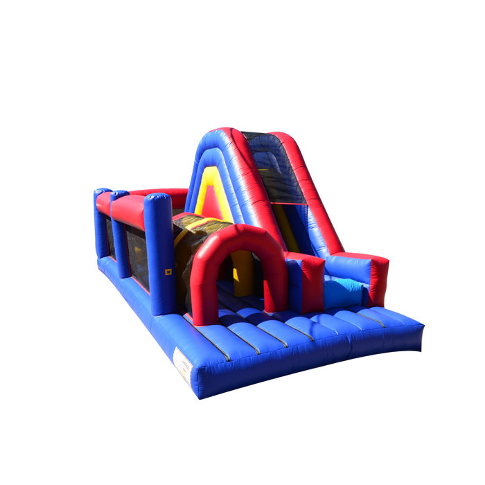 JumpOrange Rainbow Xtreme Obstacle Course Bounce House (with Slide and ...