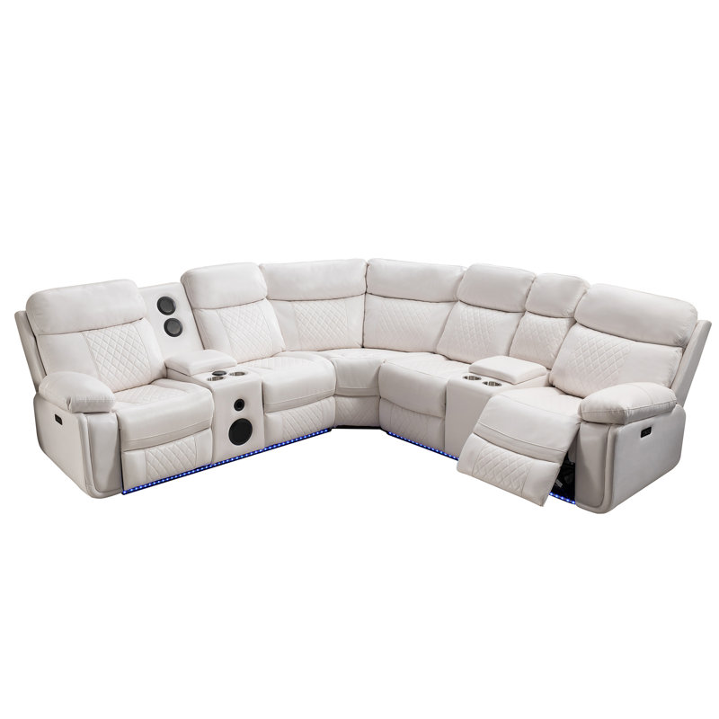 Orren Ellis Aundre Power Reclining Sectional With Speaker | Wayfair