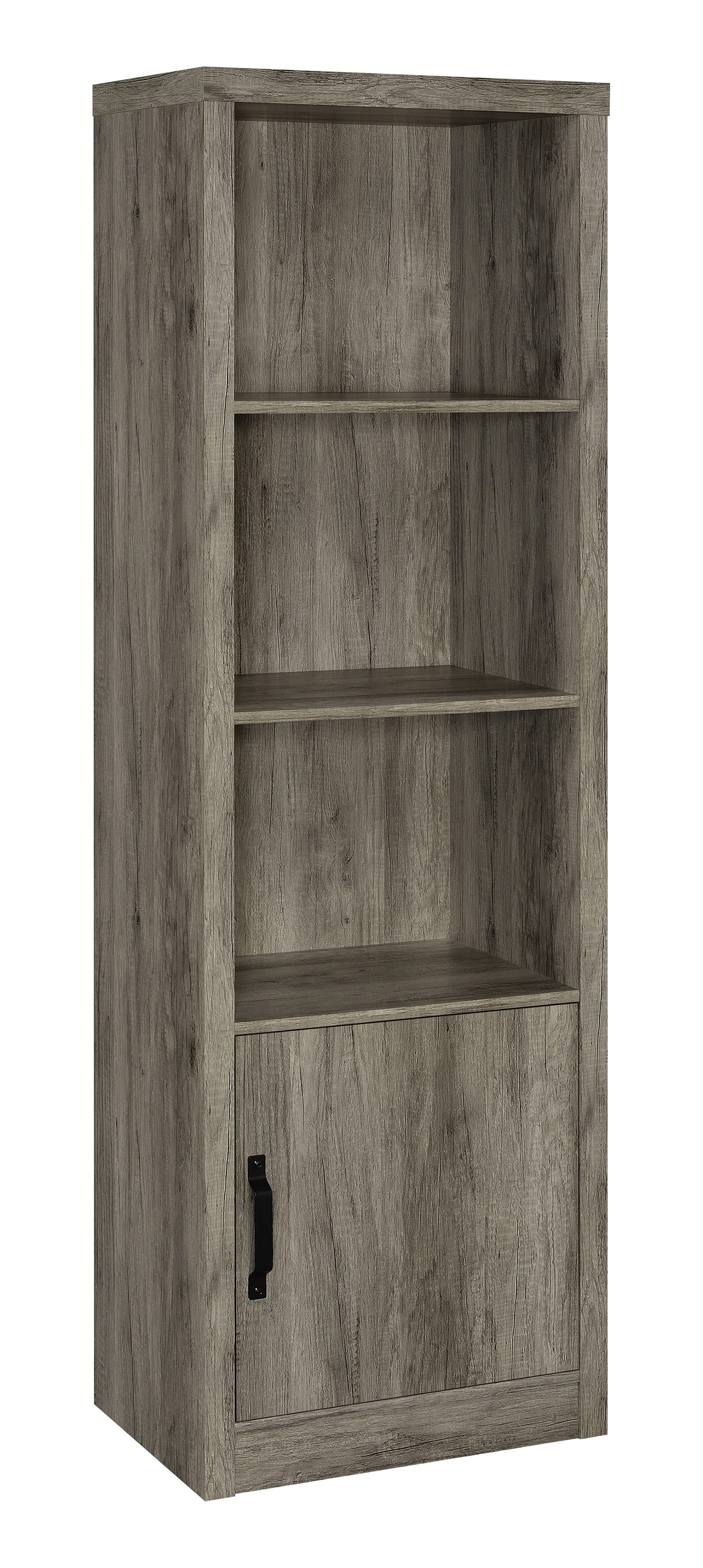 Loon Peak Keron Grey Driftwood 3-Shelf Bookcase With Storage Cabinet ...