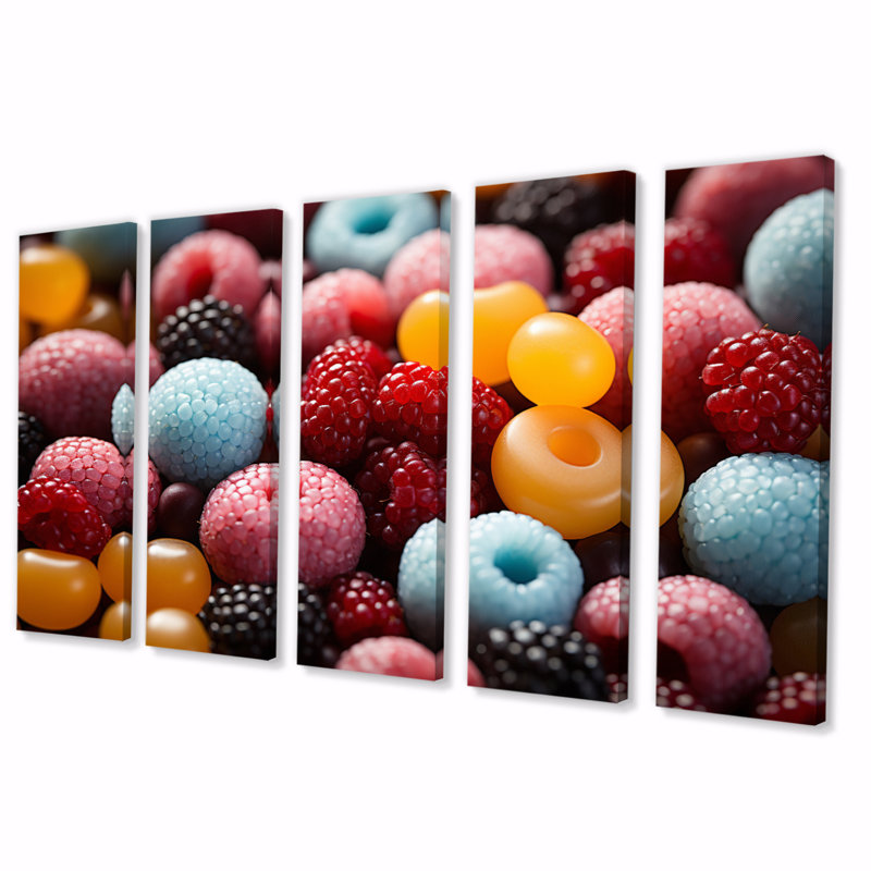 Ebern Designs Colorful Pop Art Candy I On Canvas 5 Pieces Print | Wayfair