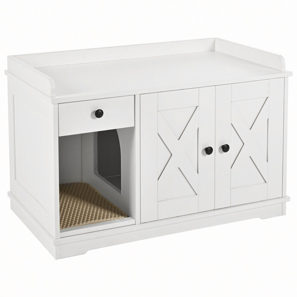 Ophelia & Co. Farmhouse Style Cat Litter Box Enclosure with Storage ...
