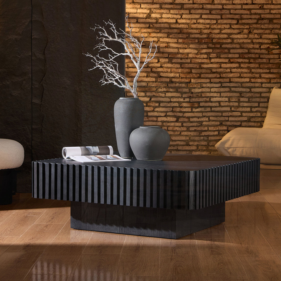 Brayden Studio Modern Handcrafted Square Coffee Table Sturdy MDF Base ...