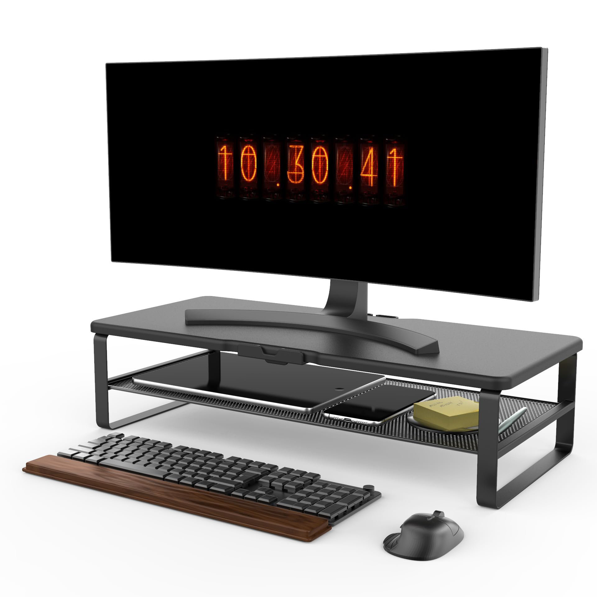 Latitude Run® Monitor Stand With Drawer, 2-Tier Monitor Stand Riser ...