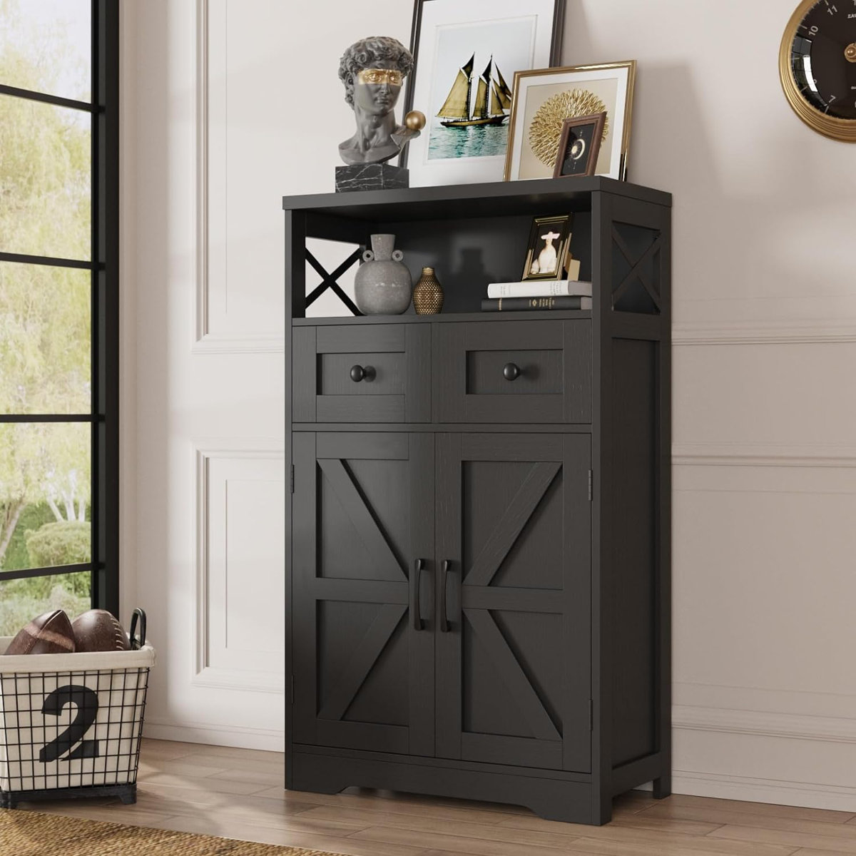 Winston Porter Storage Cabinet With Doors And Drawers & Reviews | Wayfair