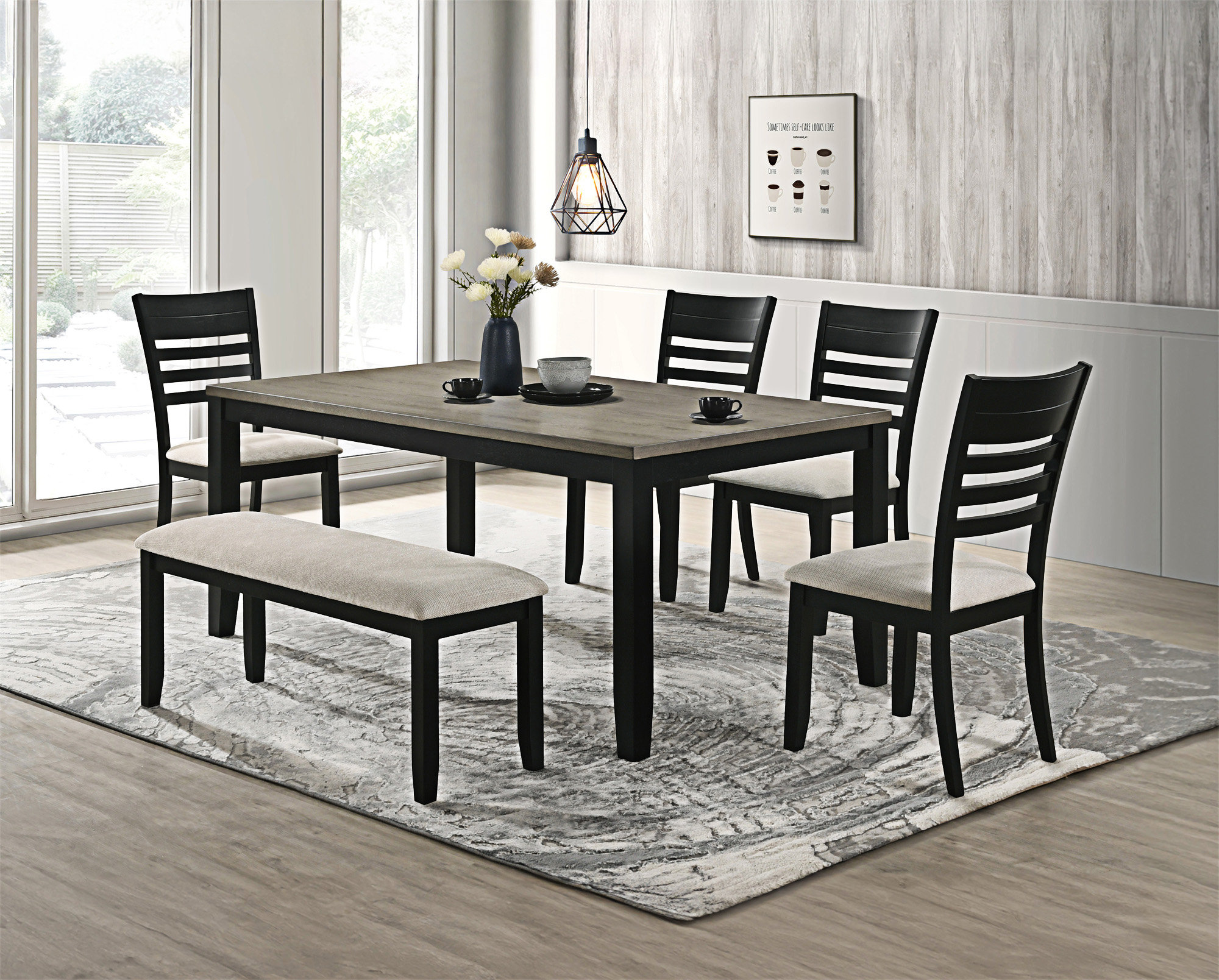 Latitude Run® Contemporary 6Pc Dining Set Rectangular Table Two- Tone ...
