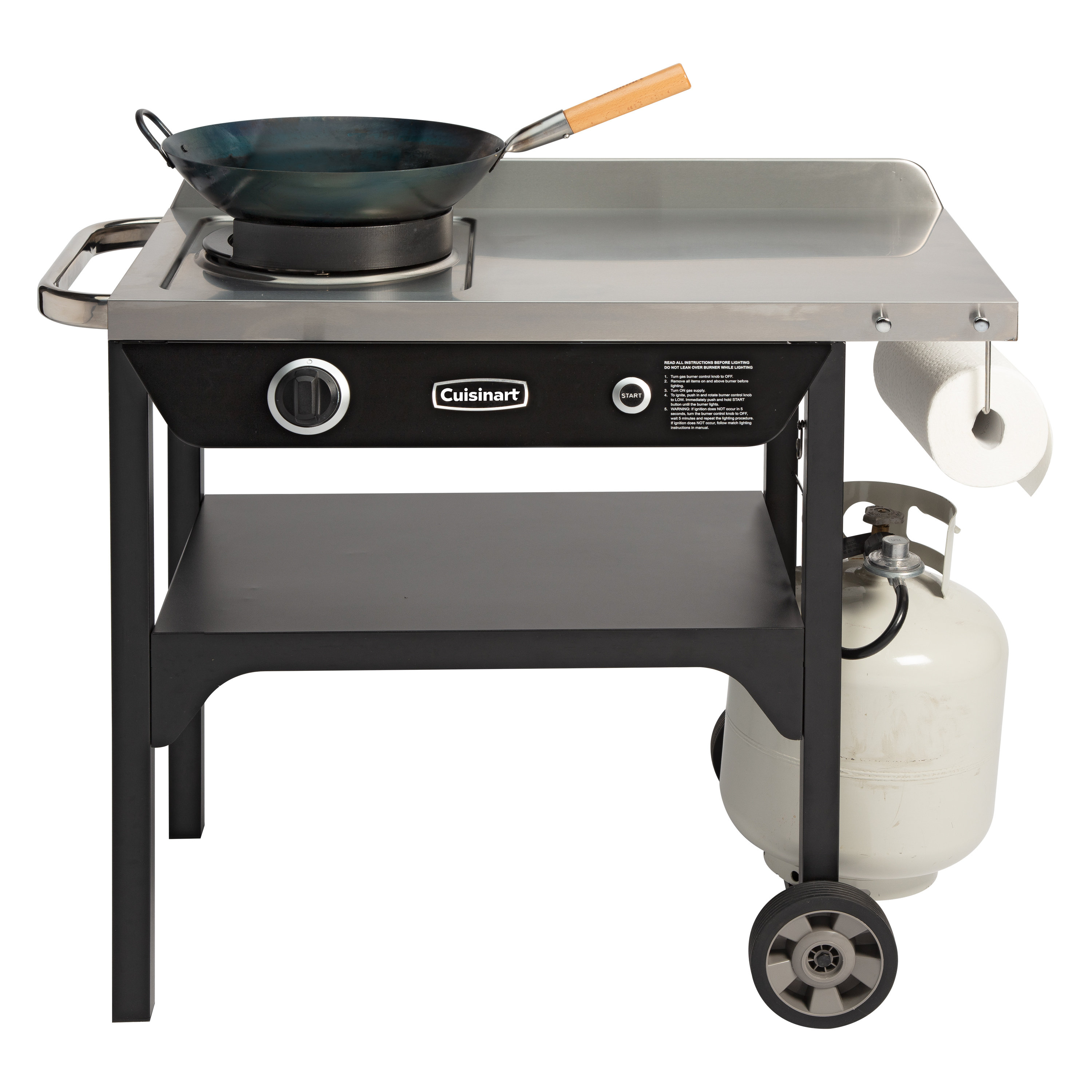Cuisinart Outdoor Wok Station, 50,000 BTU Propane Outdoor Wok Burner with Prep Table, Outdoor ...